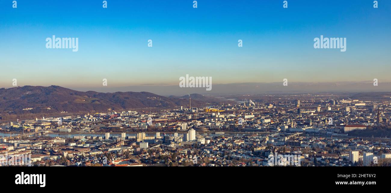 panoramic view to skyline of Linz, Austria Stock Photo - Alamy