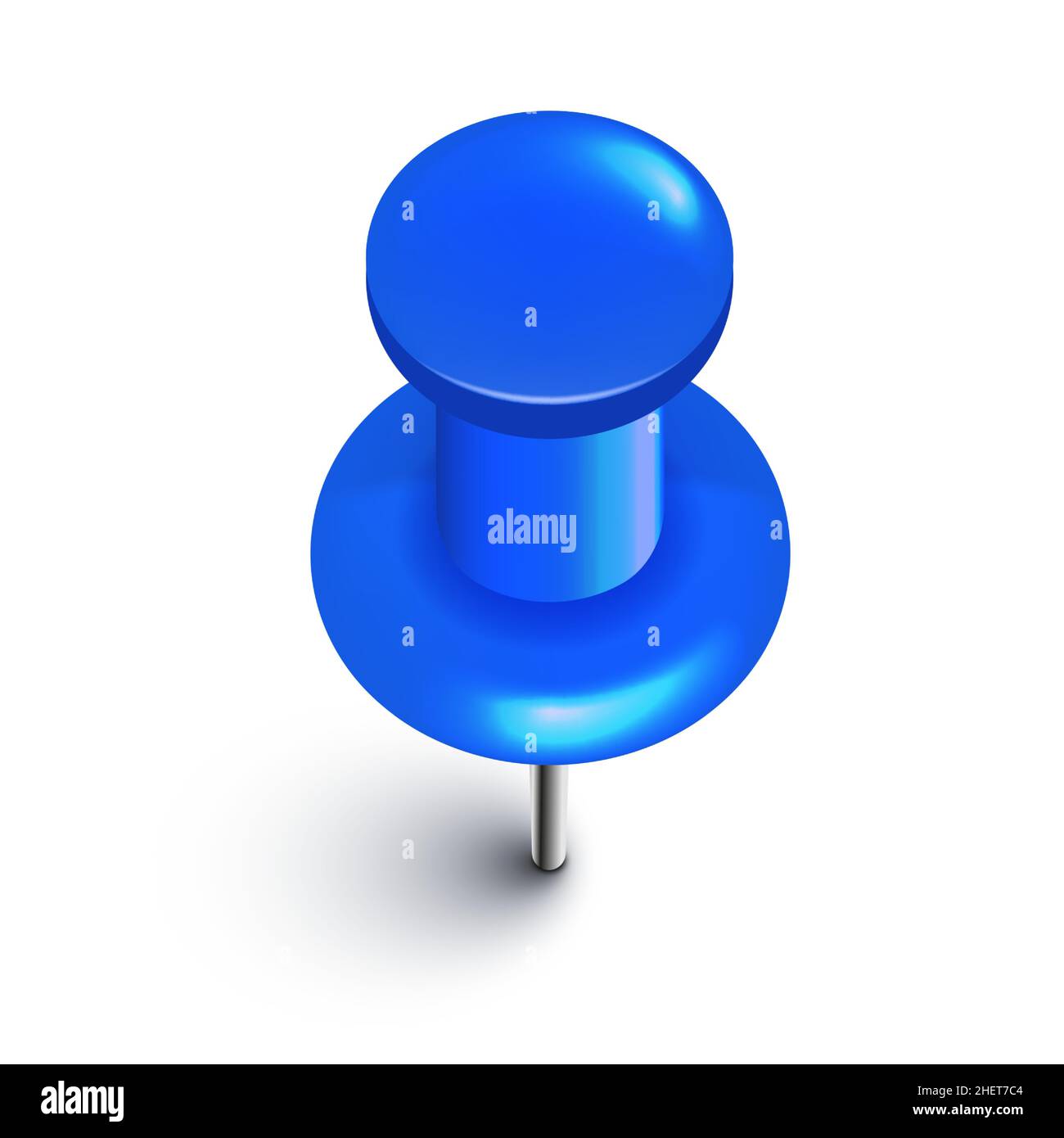 Realistic blue push pin. Board tack isolated on white background ...
