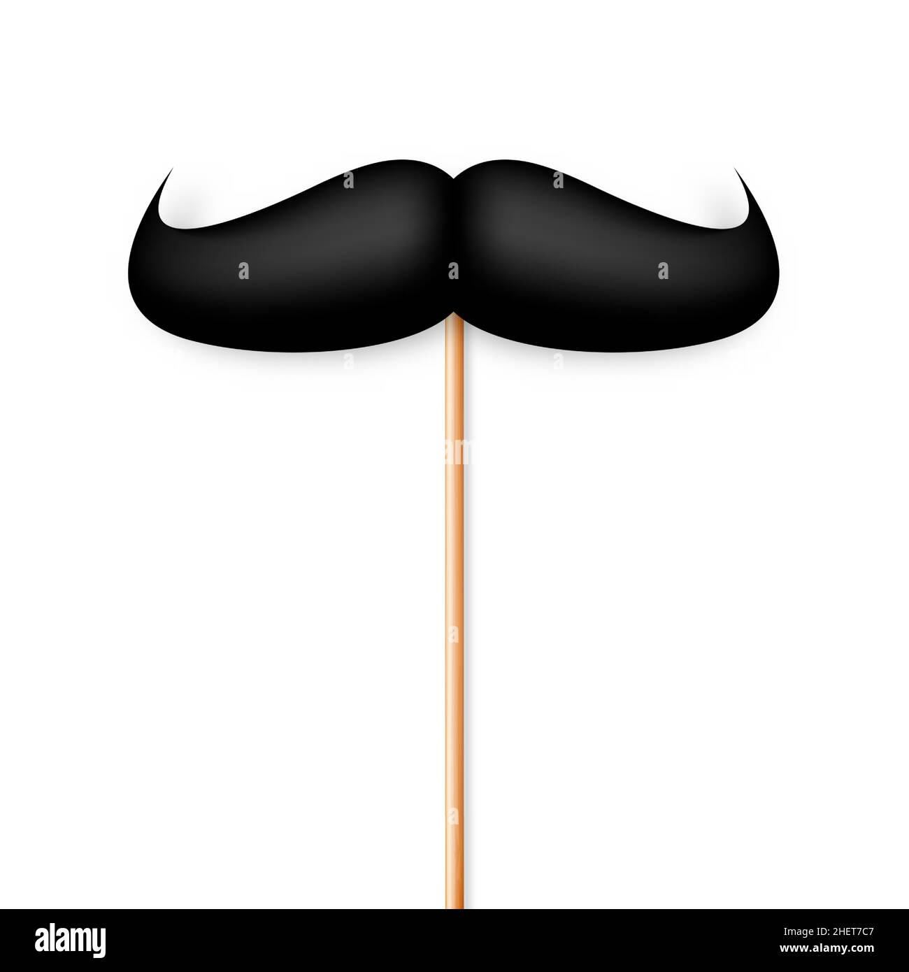 Realistic black mustache on a wooden stick. Fake paper mustache ...