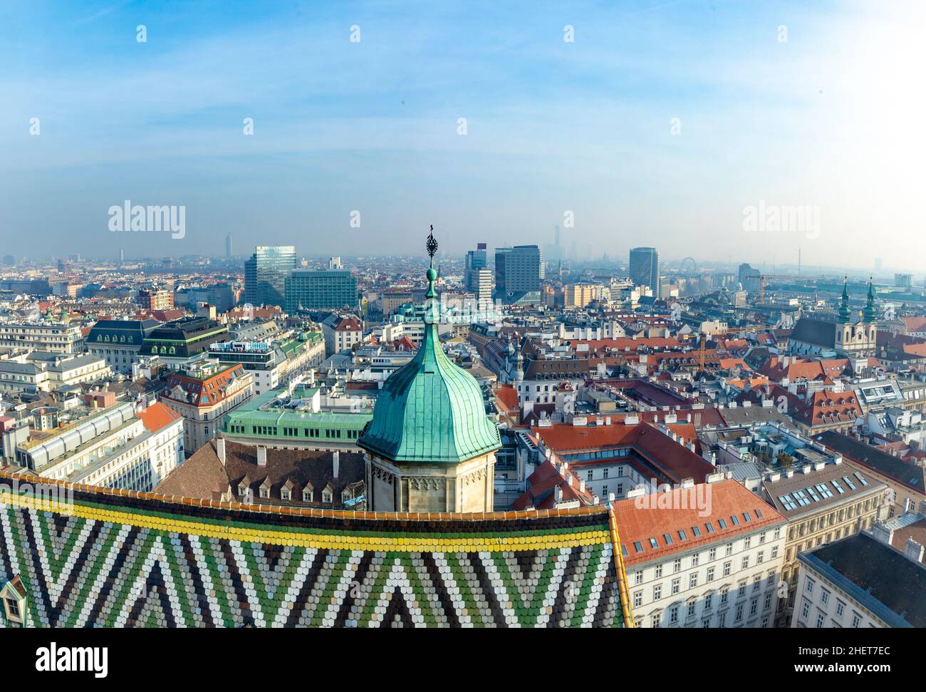scenic view from St. Stephen's cathedral to city of vienna, Austria ...
