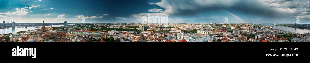 Riga, Latvia. Cityscape In Sunny Summer Day. Famous Landmarks - Town ...