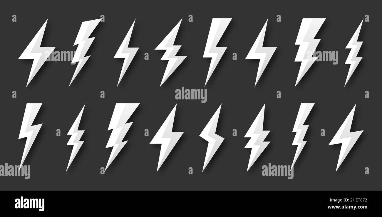 Lightning bolt icons collection. Flash symbol, thunderbolt. Simple ...
