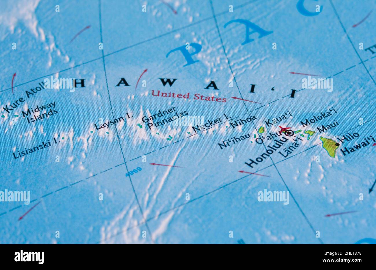 Hawaii on the map Stock Photo - Alamy