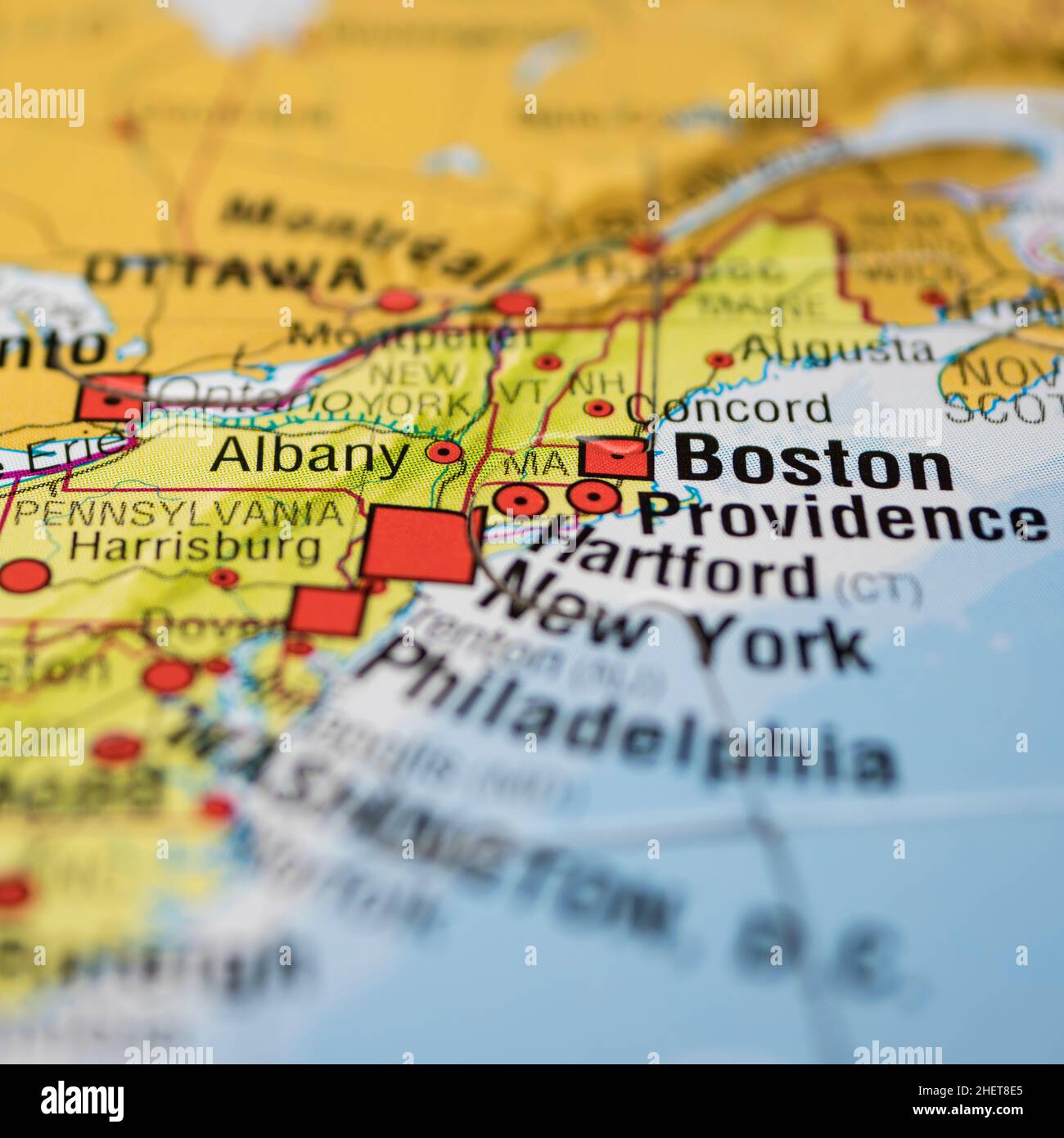 Boston on the map Stock Photo - Alamy