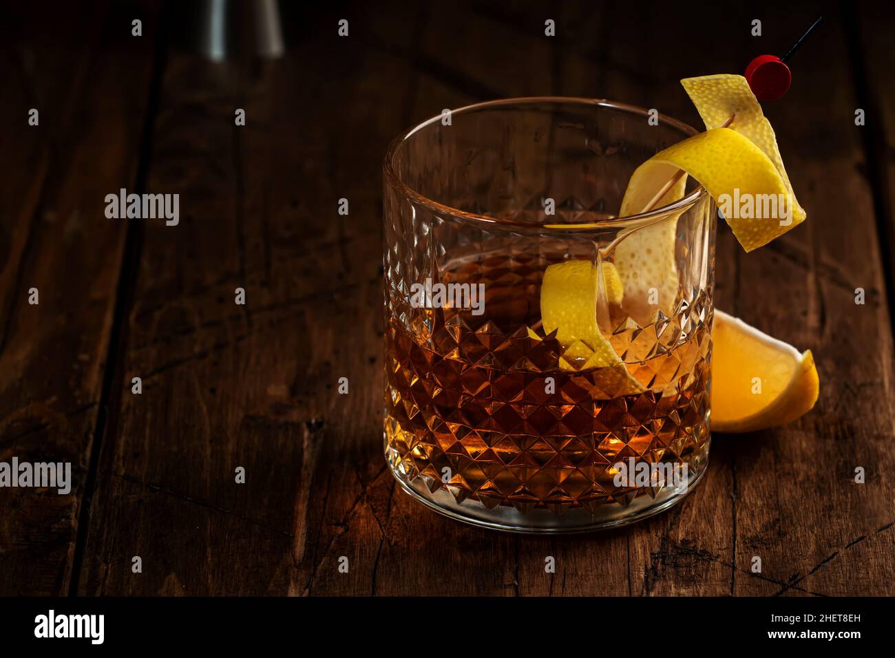 Sazerac cocktail with cognac, bourbon, absinthe, bitters, sugar and ...