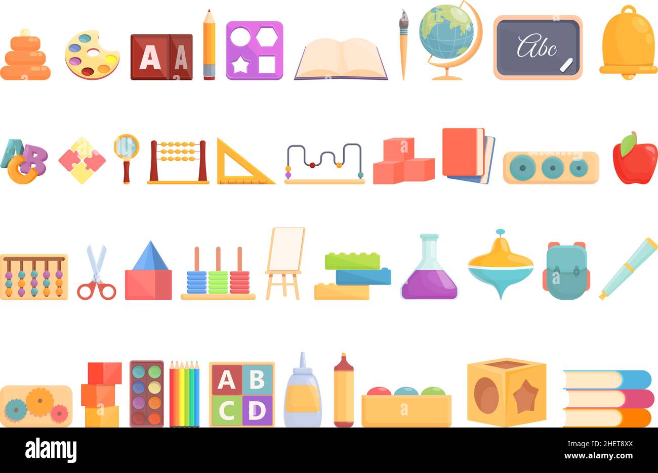 Early educations icons set cartoon vector. Children learn. Read school ...