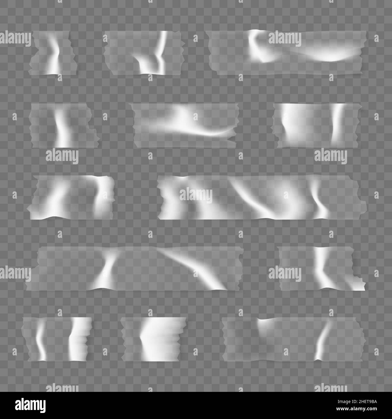 Realistic transparent adhesive tape. Sticky plastic strips collection ...