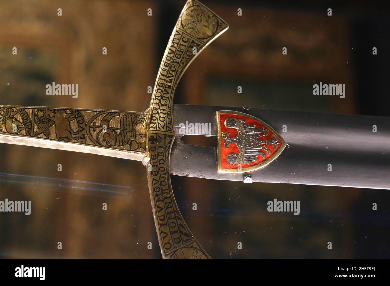 Cracow. Krakow. Poland. Szczerbiec (The Jagged Sword), the ceremonial ...