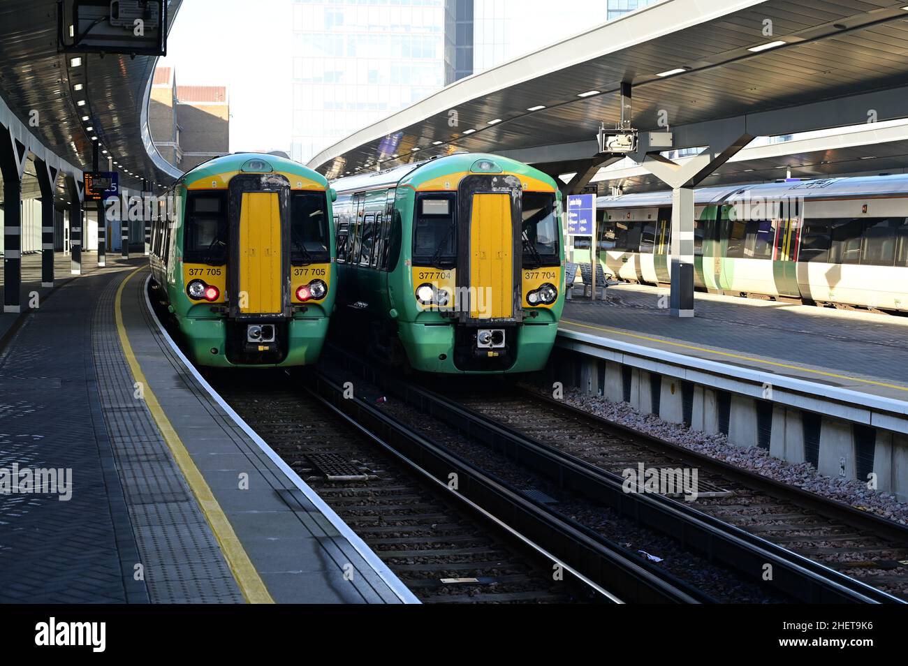 London, London city, UK-January 12 2022: Class 377 electric train at ...