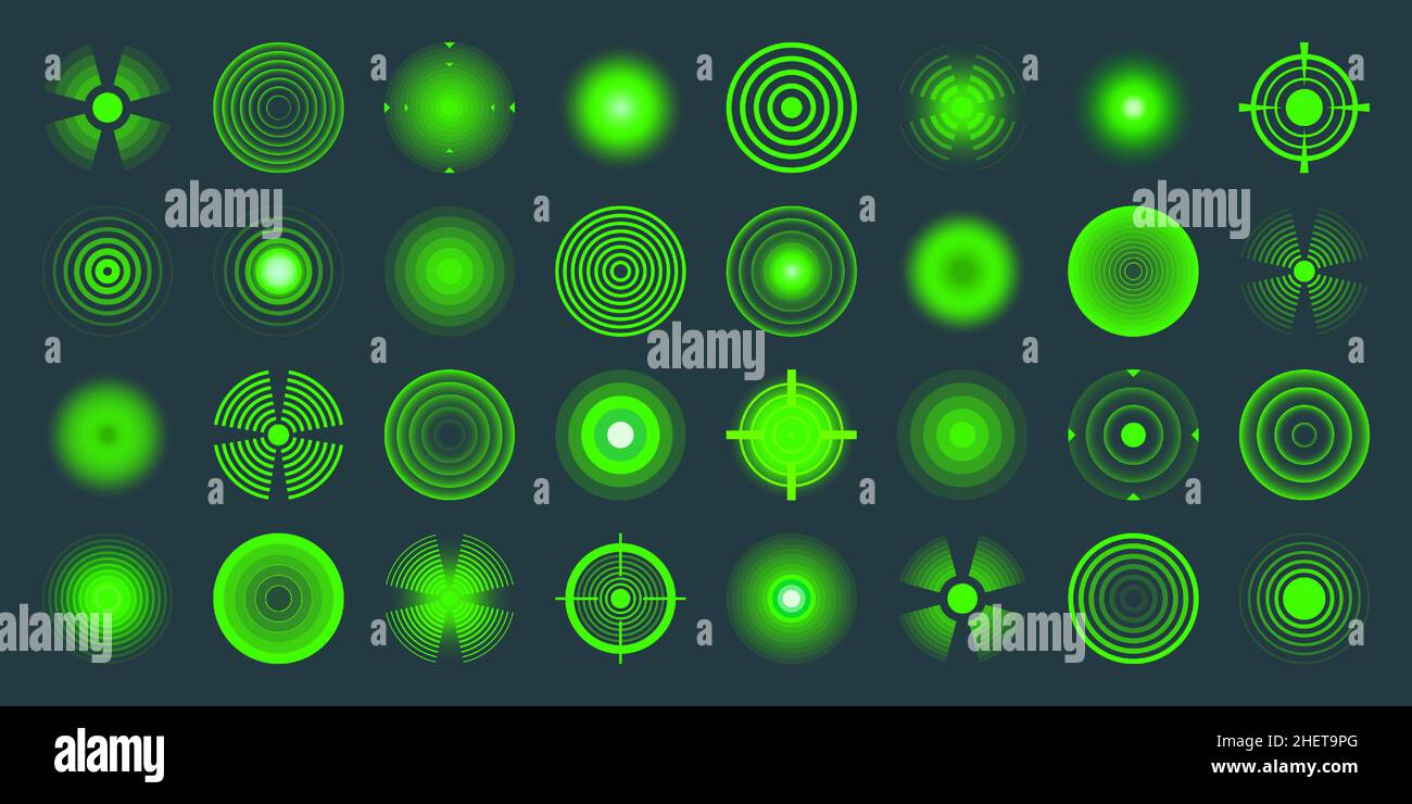 Thermal, night vision scope. Crosshair, gun sight vector icons ...
