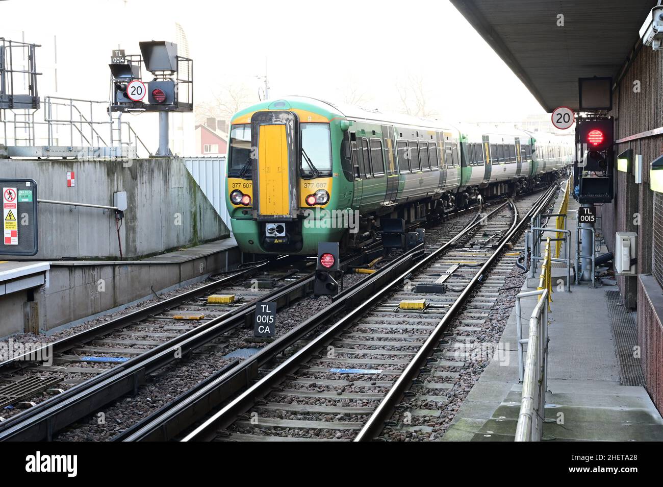 London, London city, UK-January 12 2022: Class 377 electric train at ...