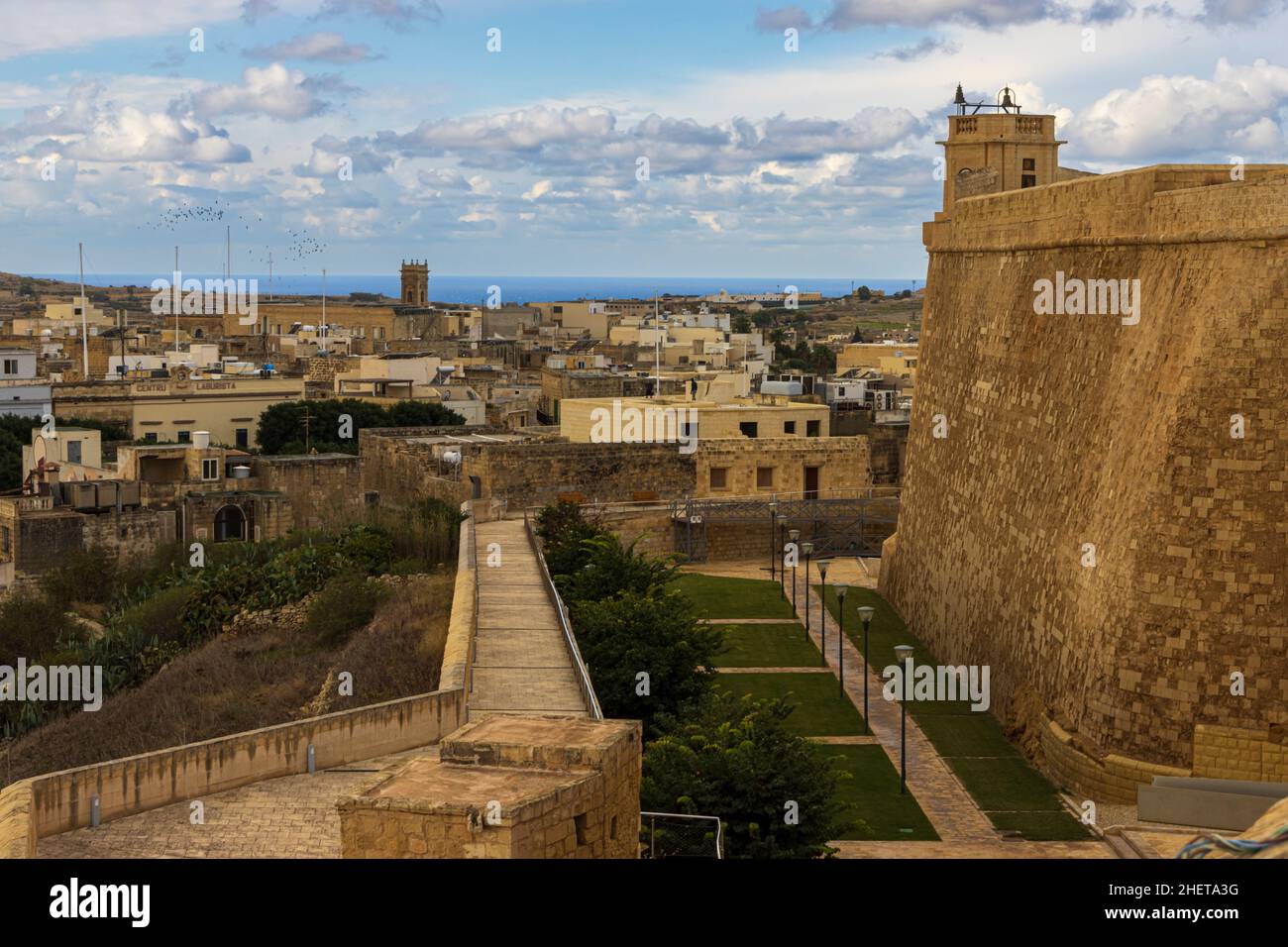 View on the city of Victoria in Gozo from the citadel Stock Photo - Alamy