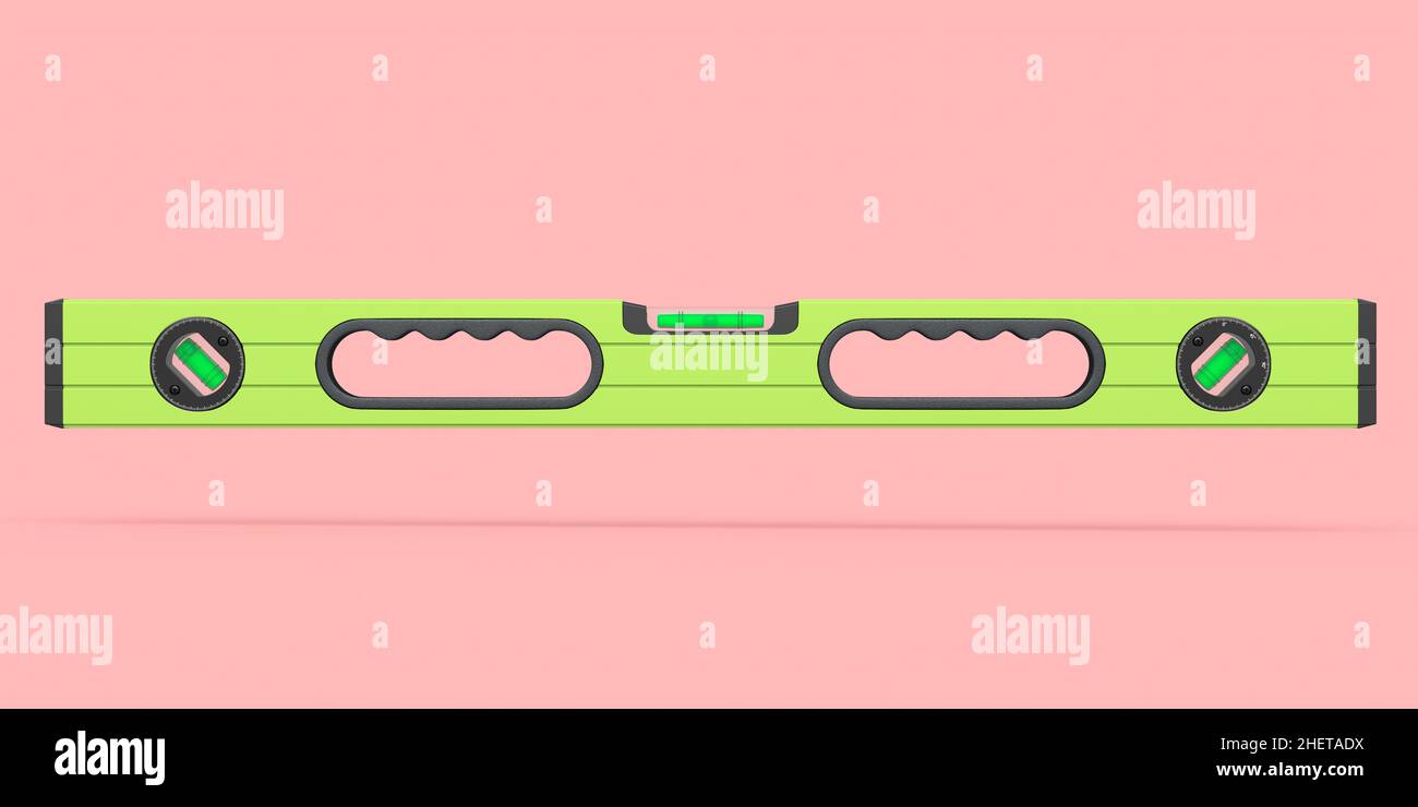 Building spirit level tool on pink background. Tool for repair and ...