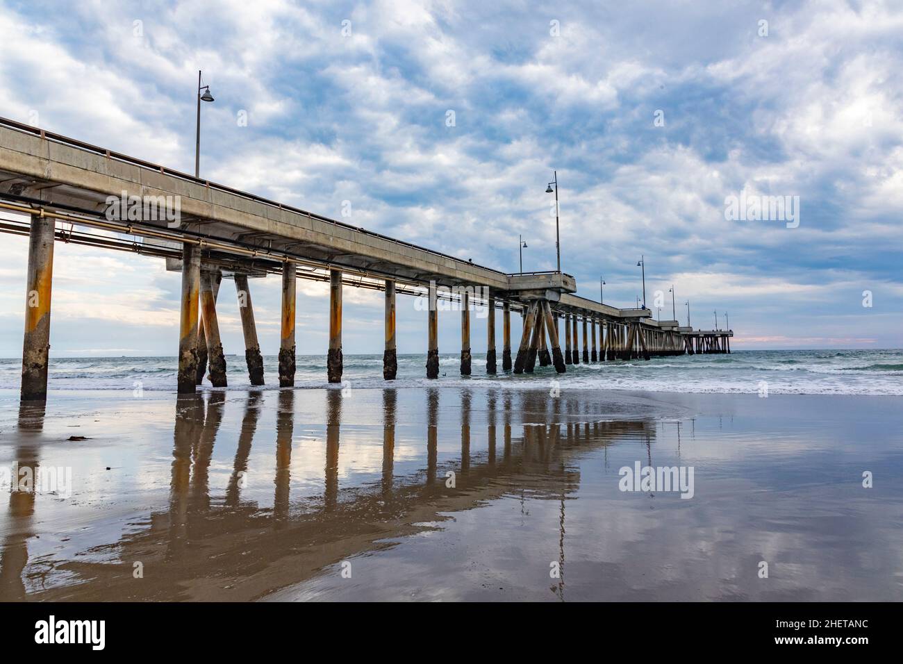 scenic venice pier in sunset with reflection at beach Stock Photo - Alamy