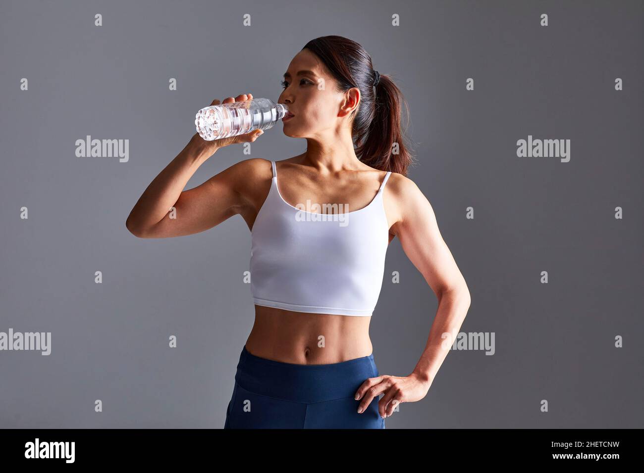 Japanese Woman Drinking Water Stock Photo - Alamy