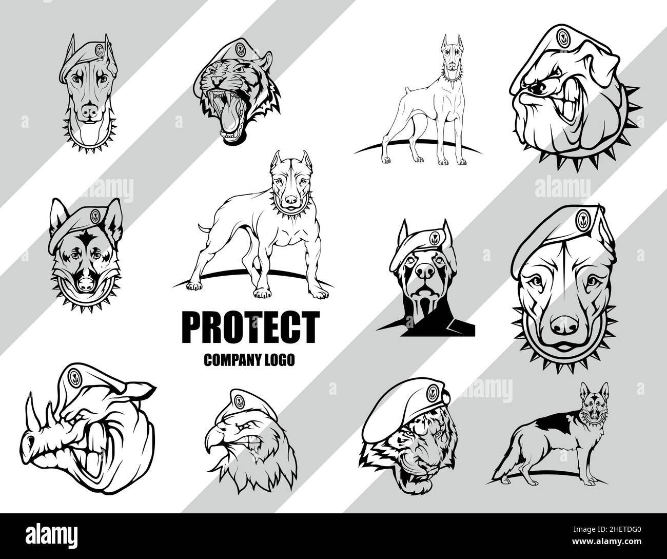 Set Of Dog. Security company vector logo design template. Protection ...