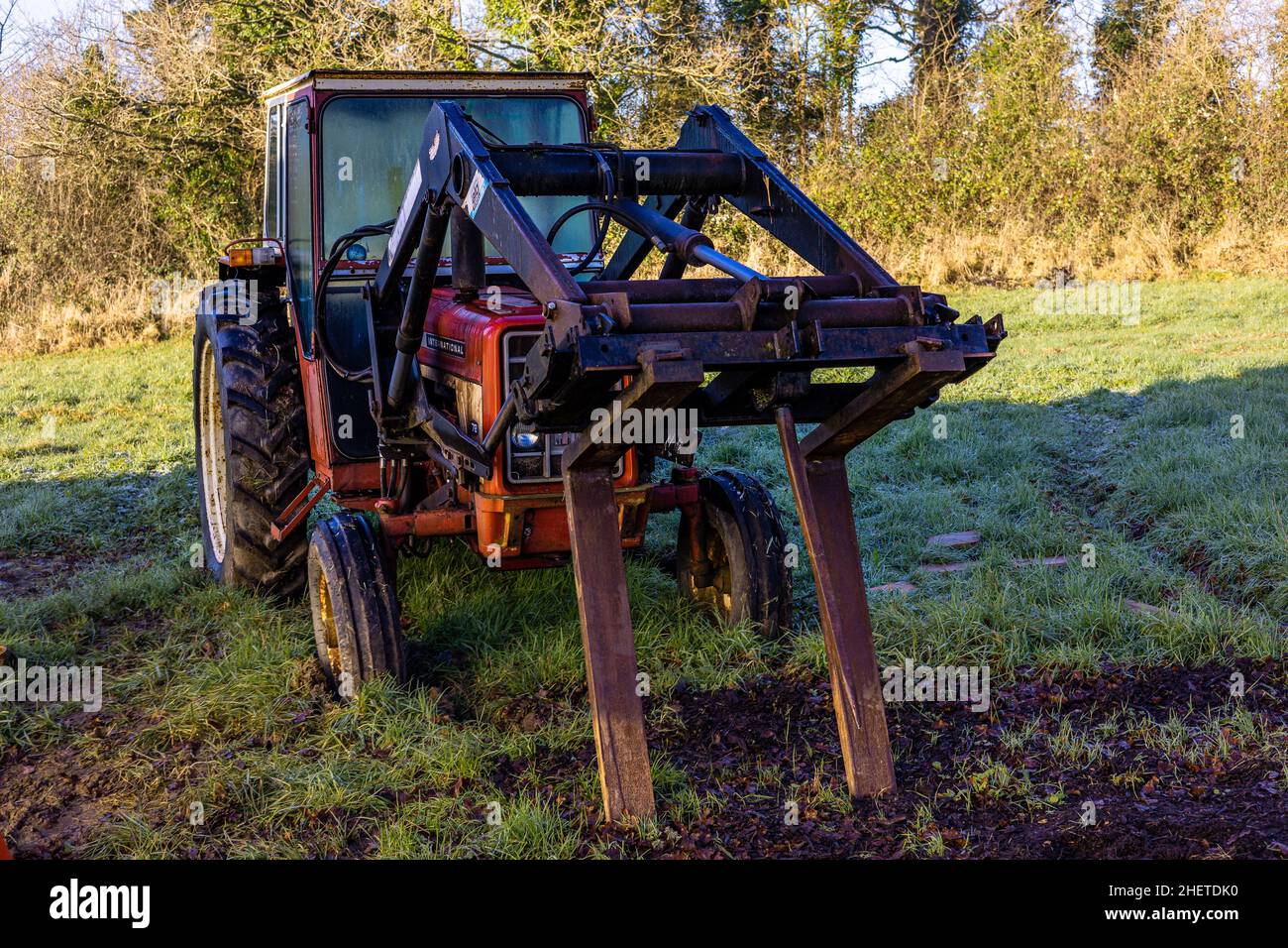 Red International tractor Stock Photo - Alamy