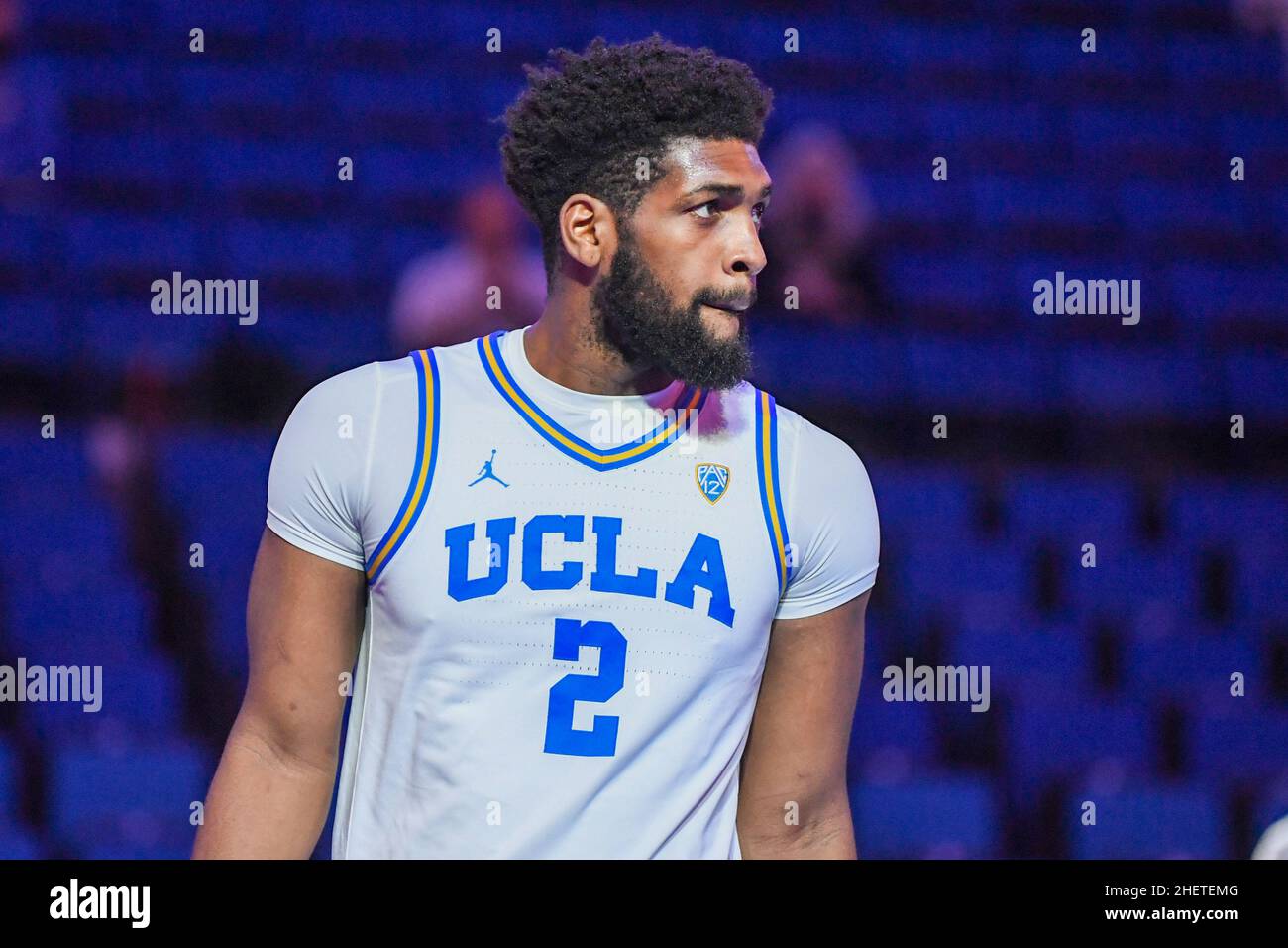 UCLA Bruins forward Cody Riley (2) is introduced before an NCAA ...