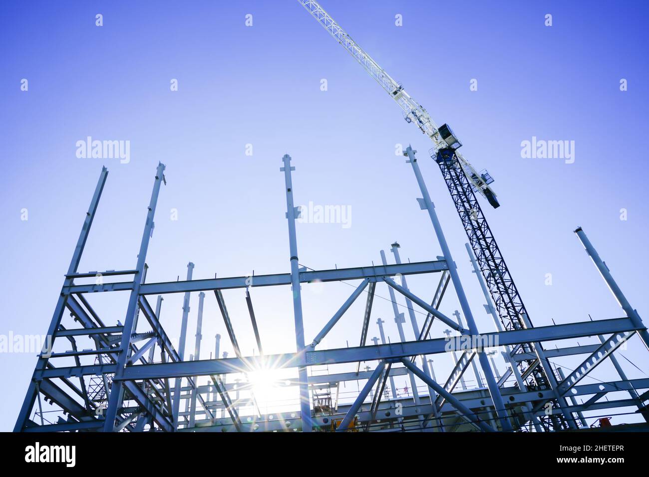 Steel framing and beams structural elements for new building against ...