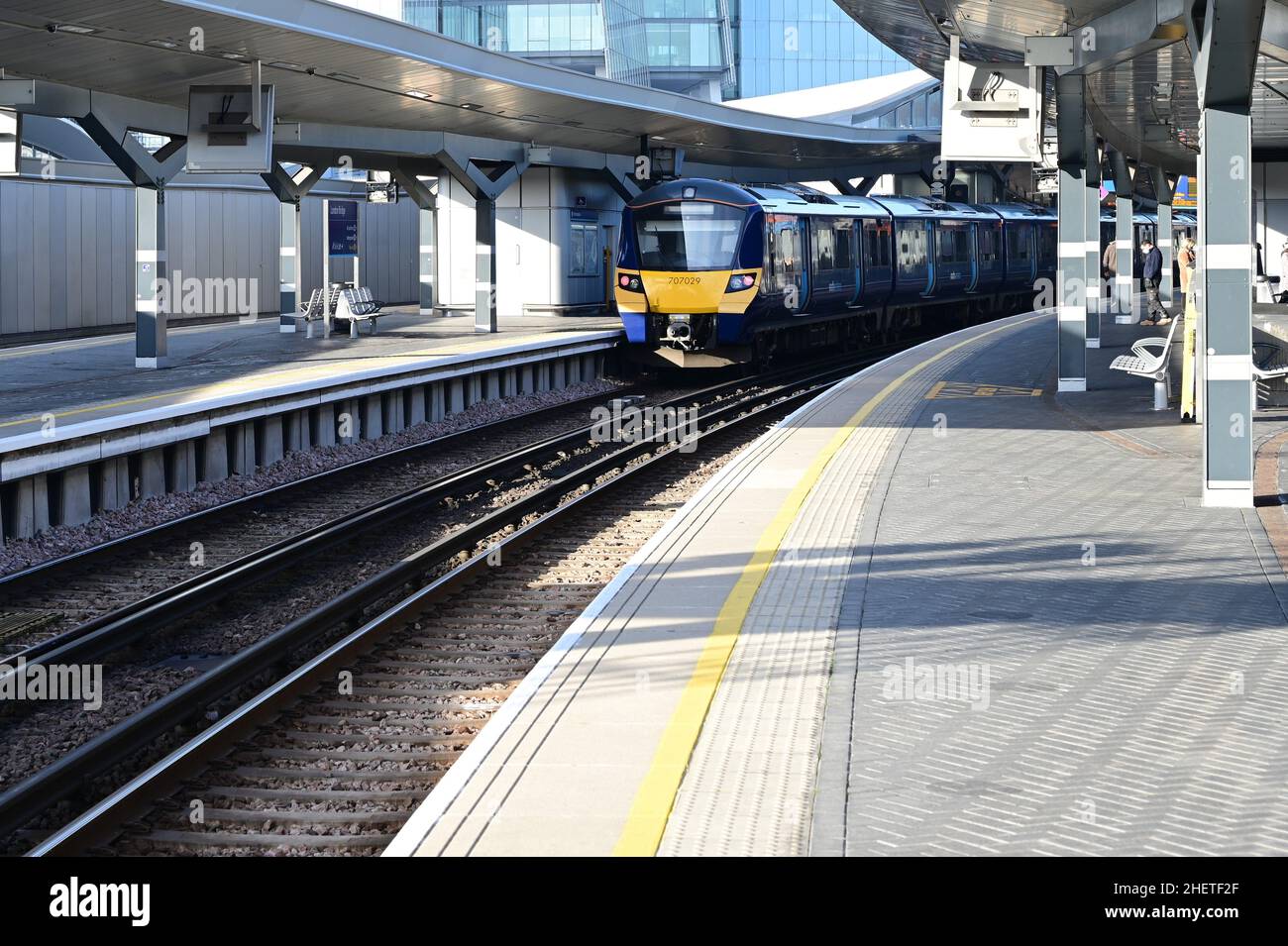London, London city, UK-January 12 2022: A class 700 locomotive waiting ...