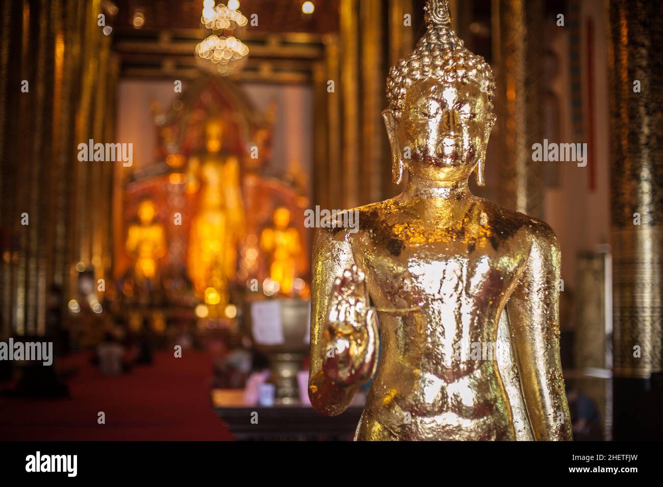 Buddha statue at Buddhist temple in Chiang Mai, Northern Thailand Province. Buddhism art and ...
