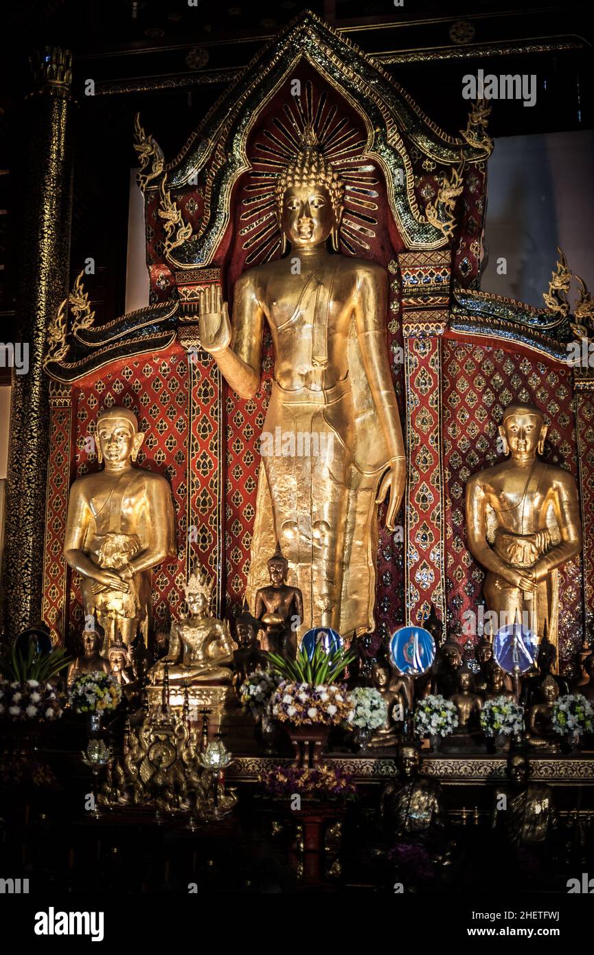 Buddha statue at Buddhist temple in Chiang Mai, Northern Thailand Province. Buddhism art and ...