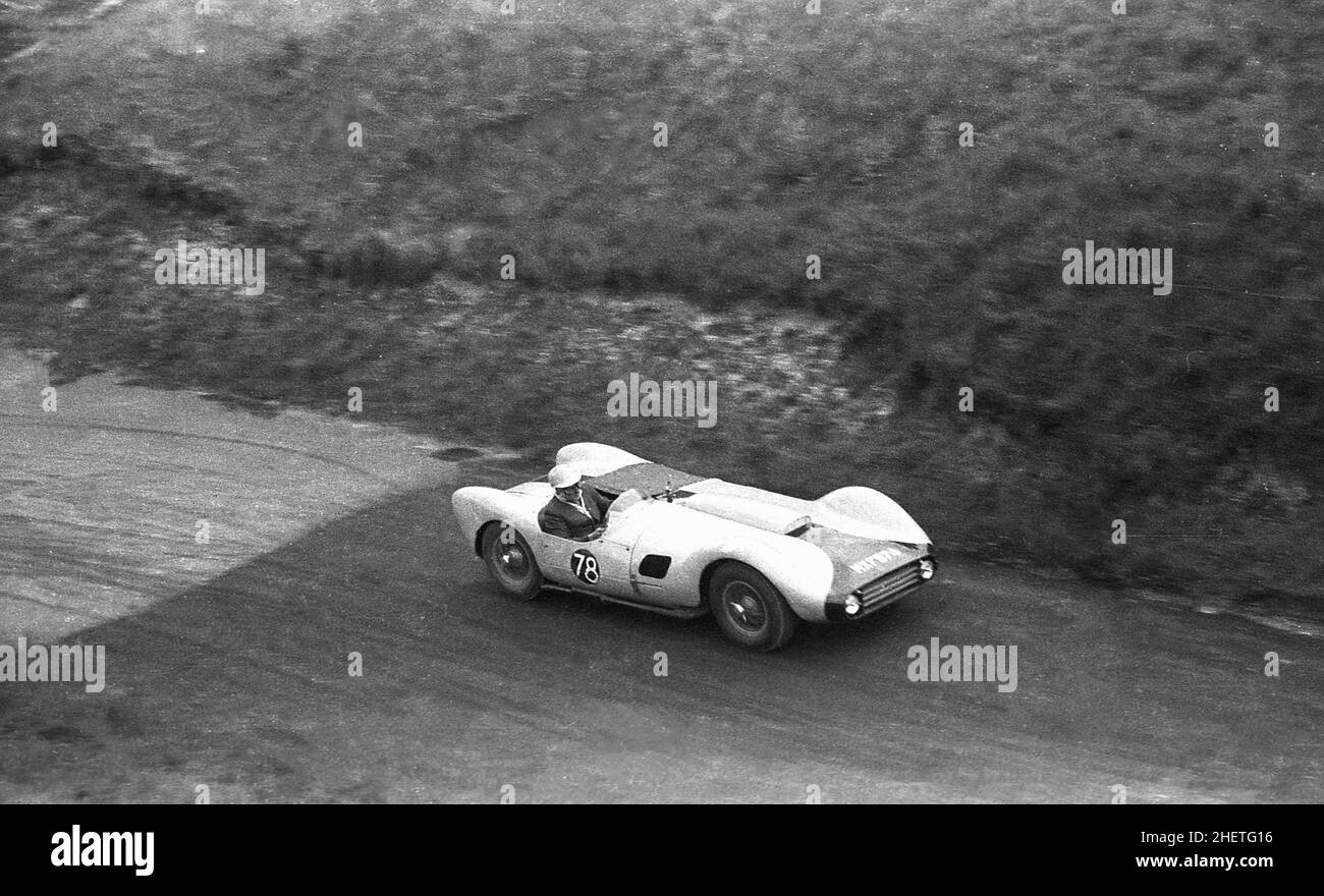 1950s, historicla, motorsport, hillclimb, driver and car on the road ...