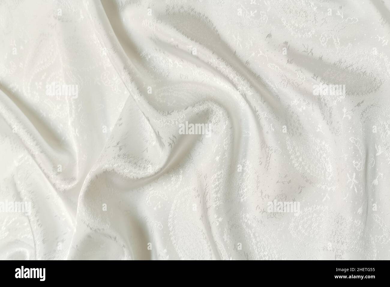 White crumpled or wavy fabric texture background. Abstract linen cloth ...