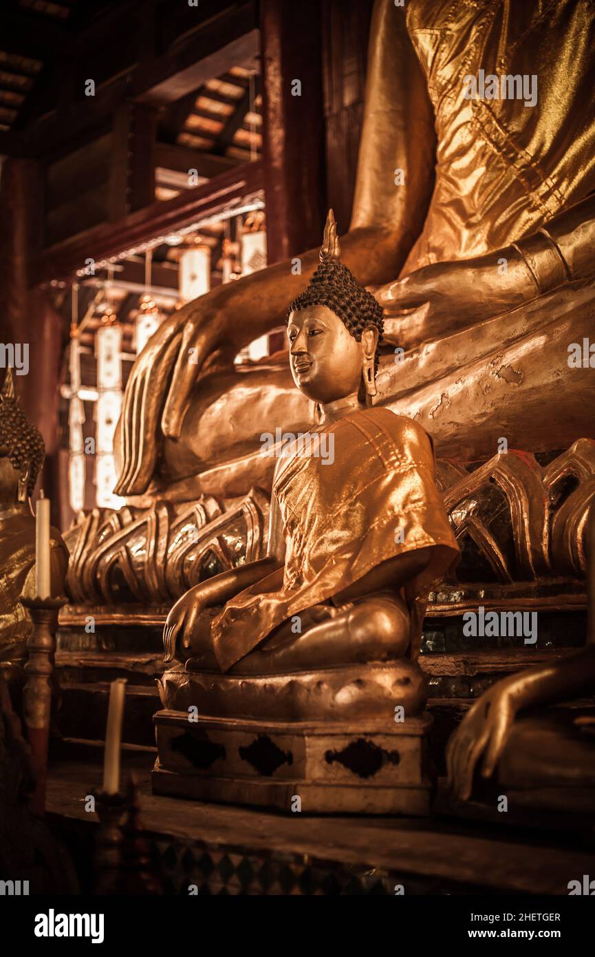 Buddha statue at Buddhist temple in Chiang Mai, Northern Thailand Province. Buddhism art and ...
