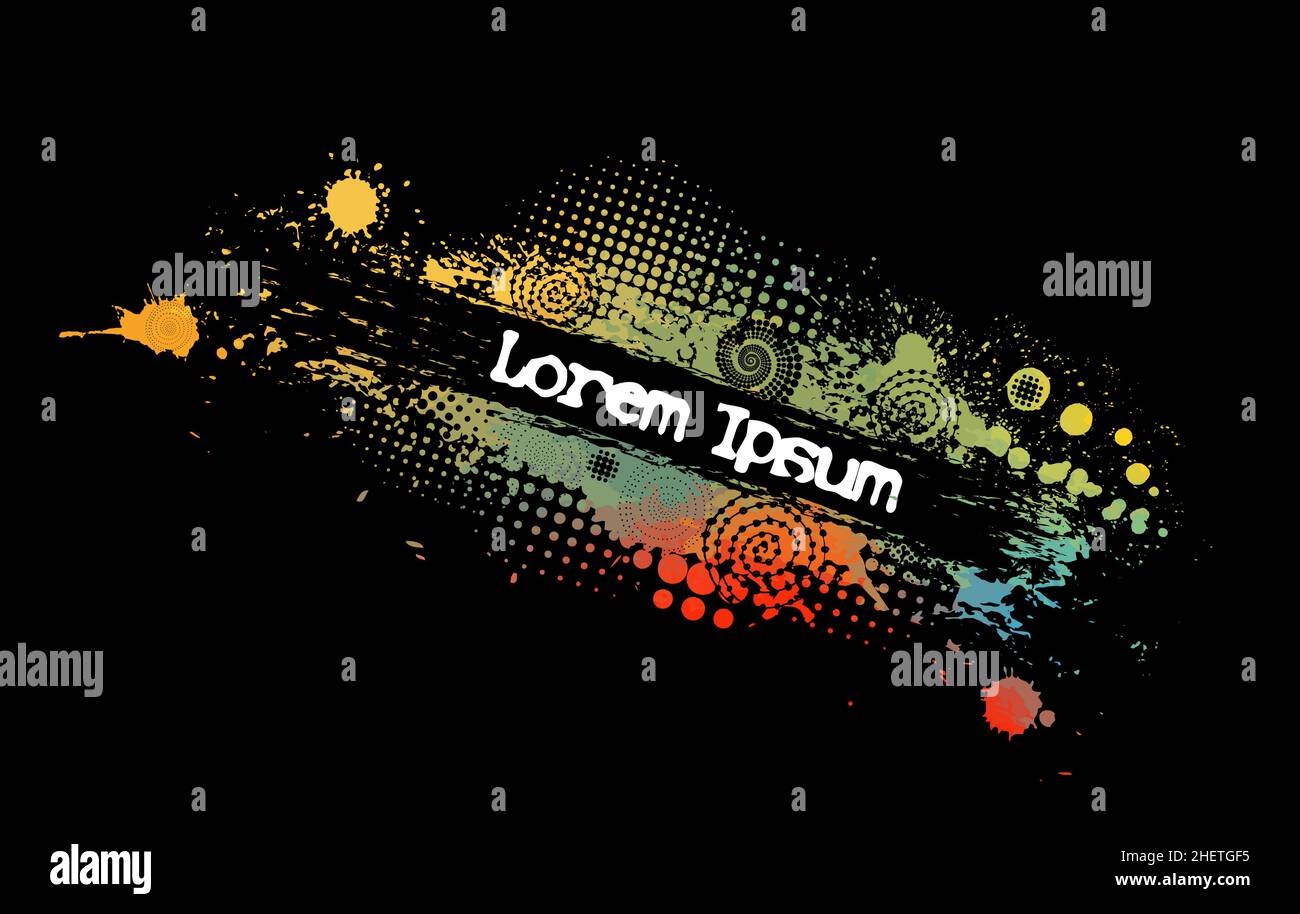 Abstract multicolored blots for text. On a dark background. Vector ...