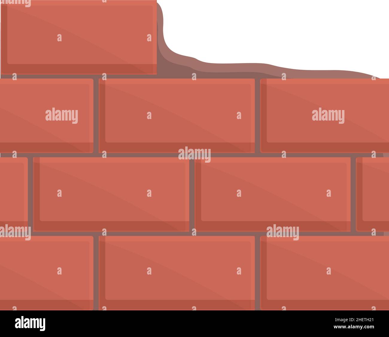Red brick wall icon cartoon vector. Mortar cement. Building house Stock ...