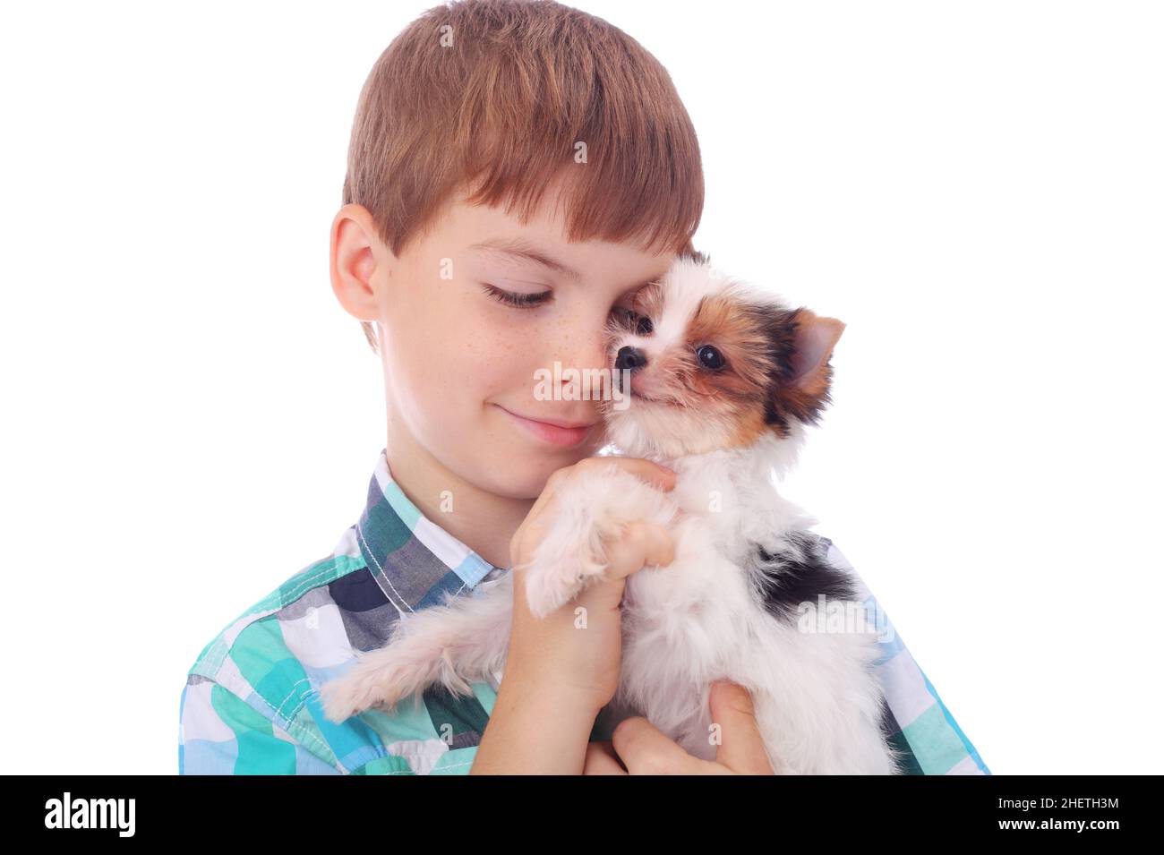 Child puppy hugging hi-res stock photography and images - Alamy