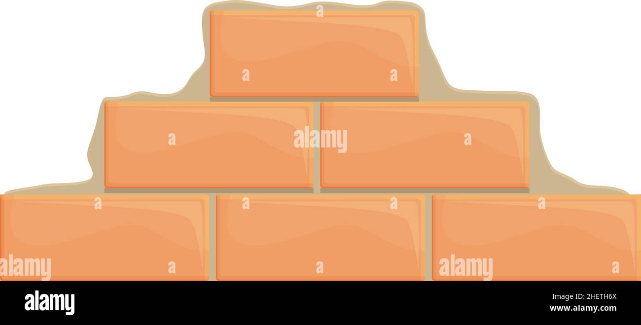 Masonry brick wall icon cartoon vector. Mortar cement. Worker ...