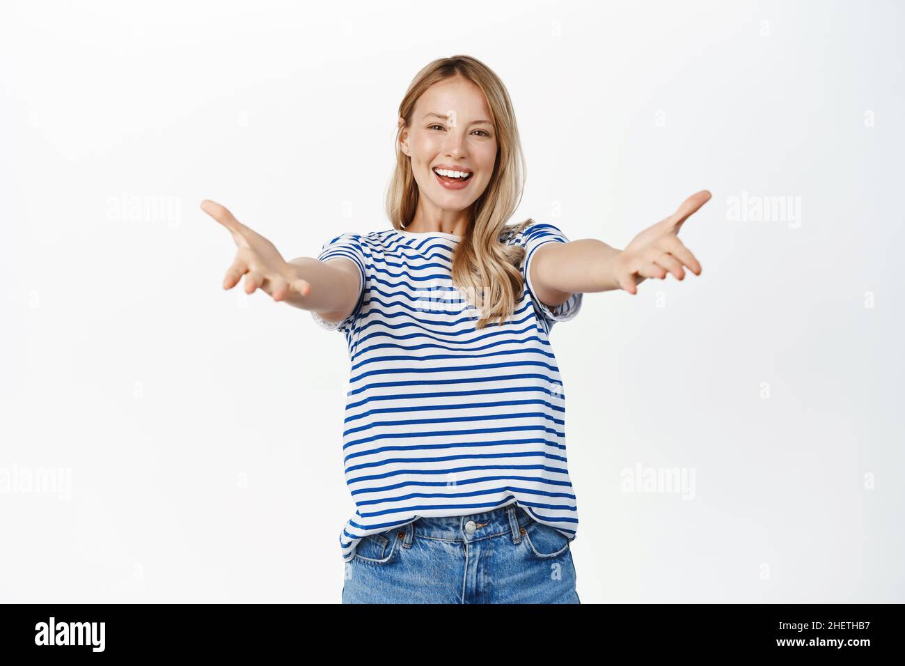Woman reaching forward hi-res stock photography and images - Alamy