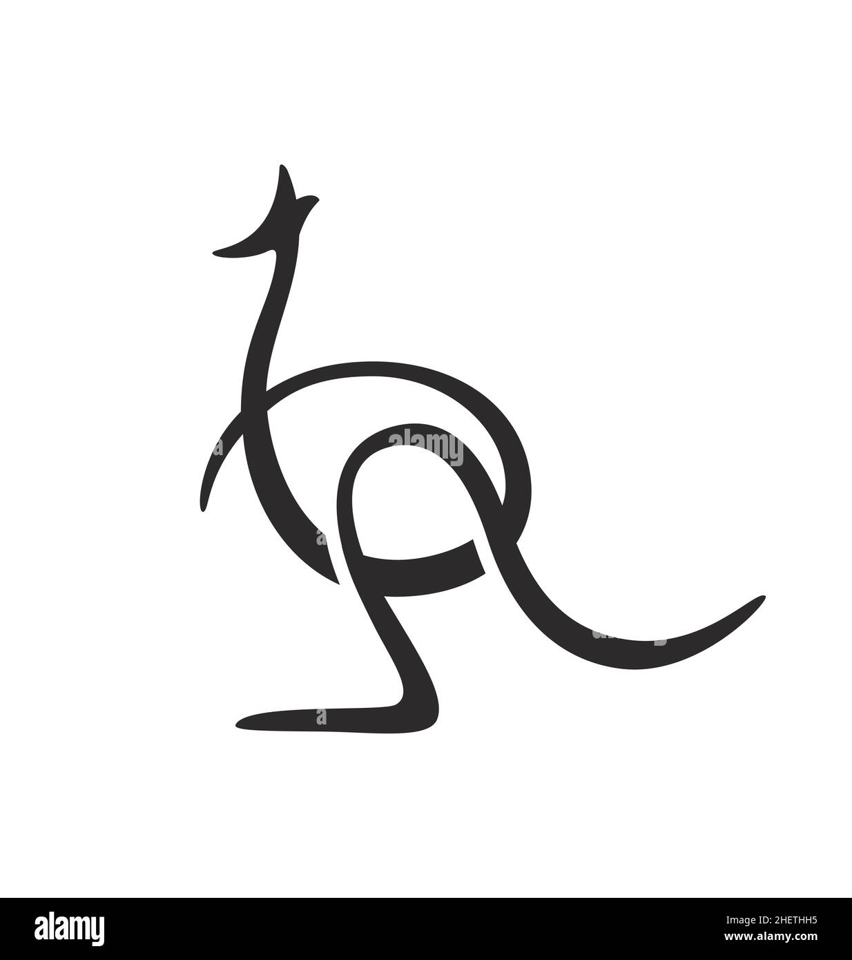Stylized stylised kangaroo line drawing silhouette vector isolated on ...