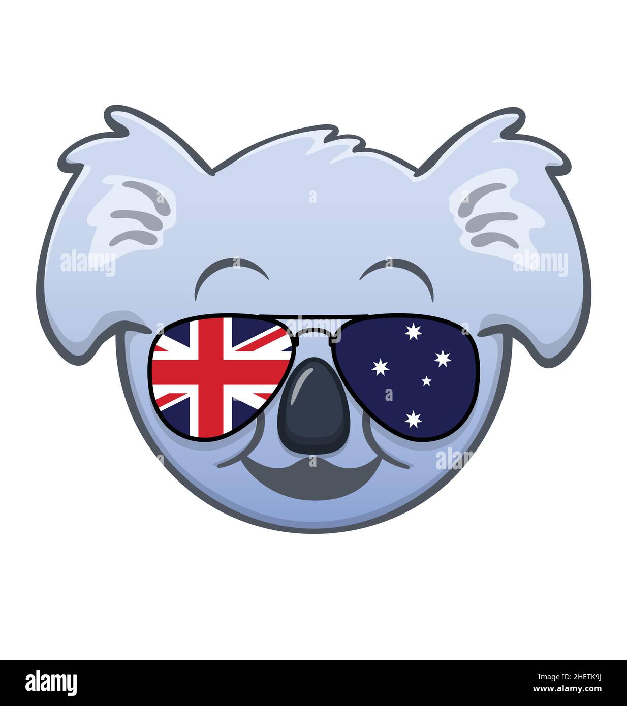 cartoon koala face with aussie australian flag aviator sunglasses ...