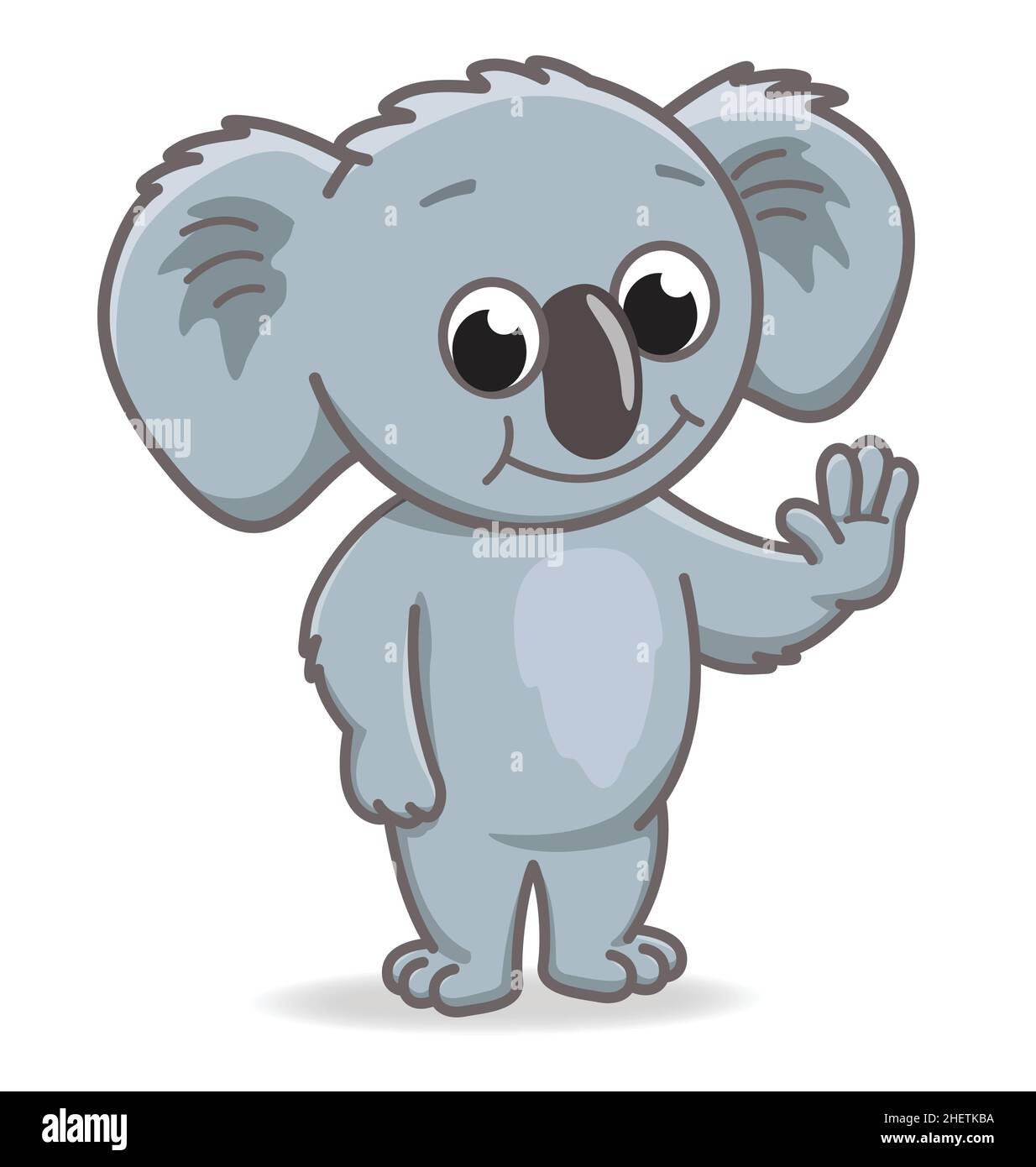 smiling happy cartoon australian koala standing and waving vector ...