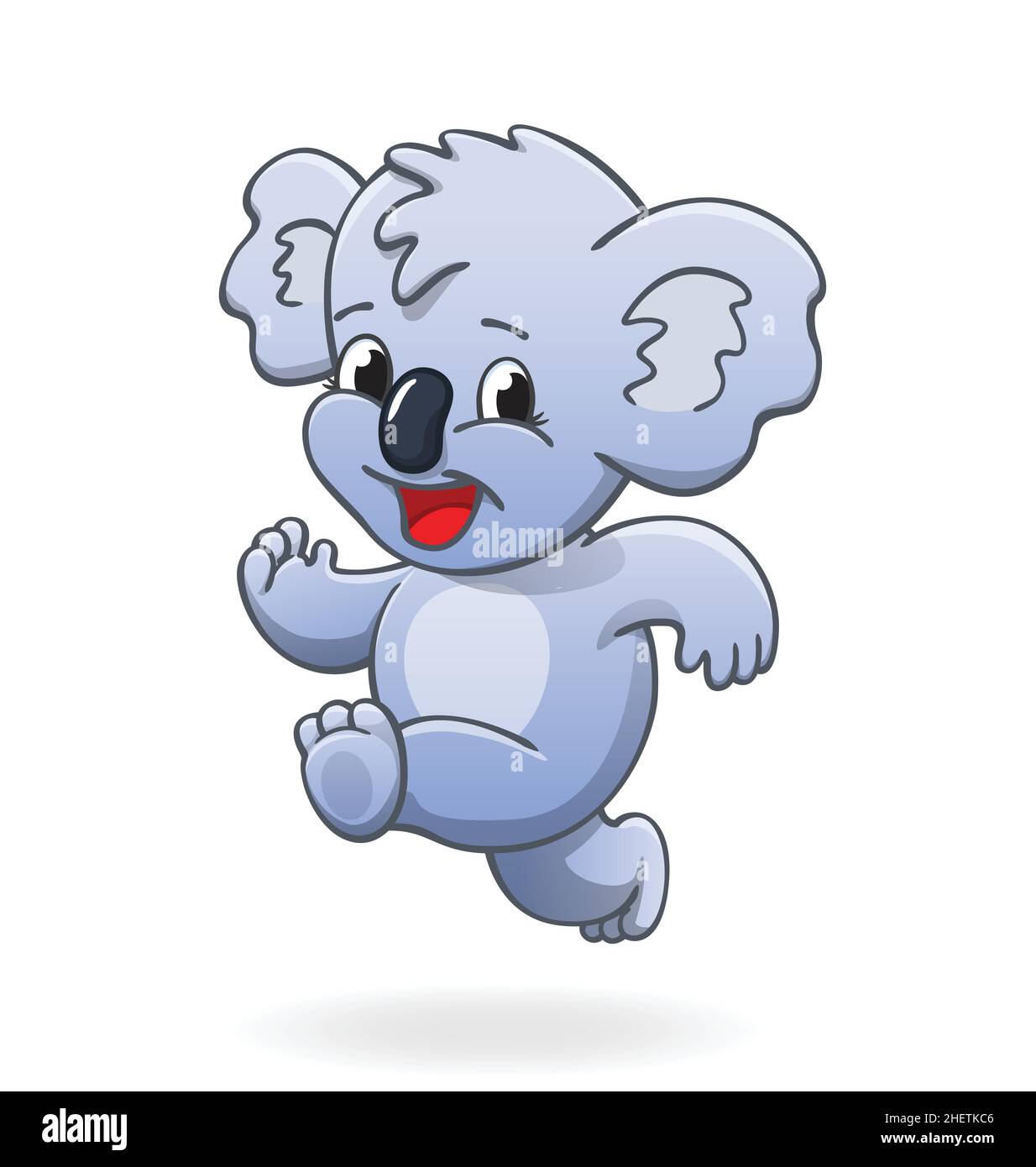 Cute smiling happy cartoon australian koala character running jumping ...