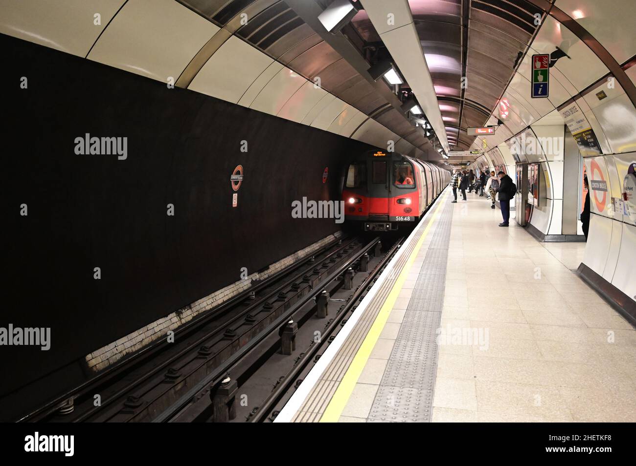 London, London city, UK-January 12 2022: A london tube train arriving ...
