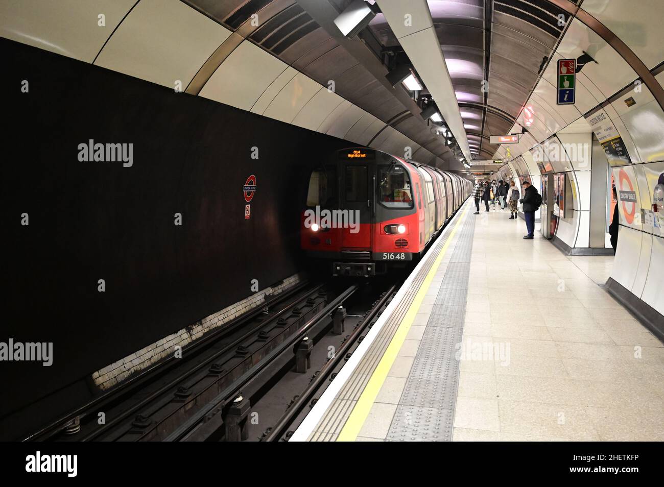 London, London city, UK-January 12 2022: A london tube train arriving ...