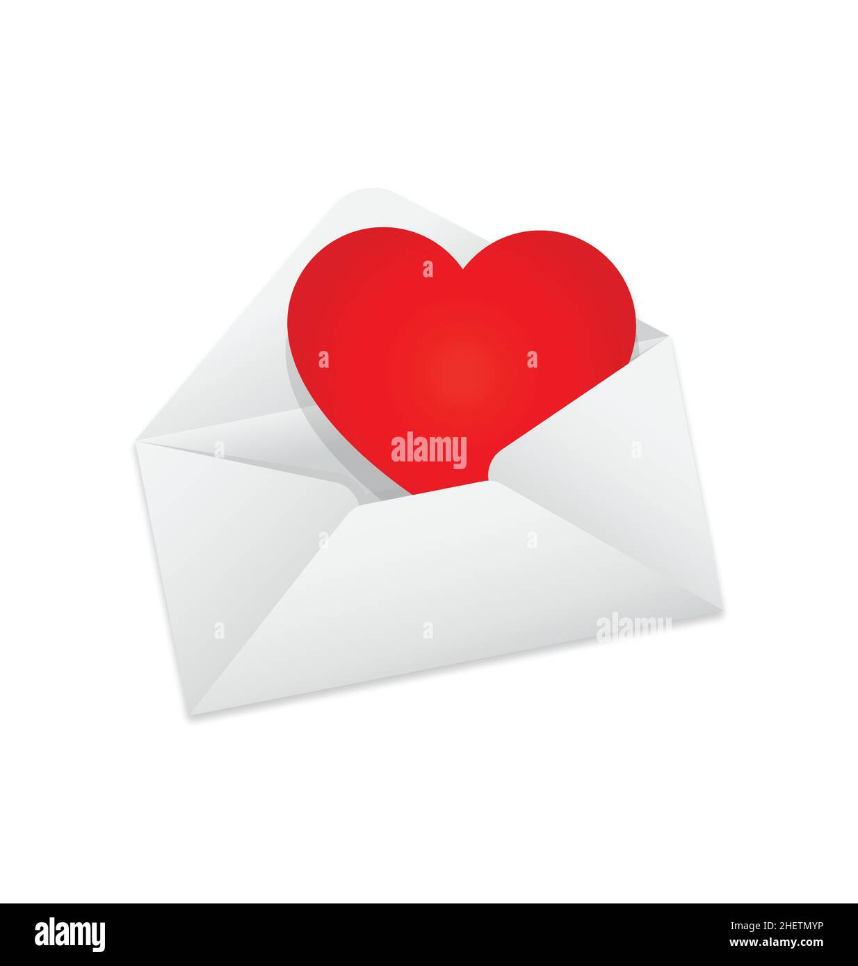 simple open mail valentines love letter envelope with love heart icon ...