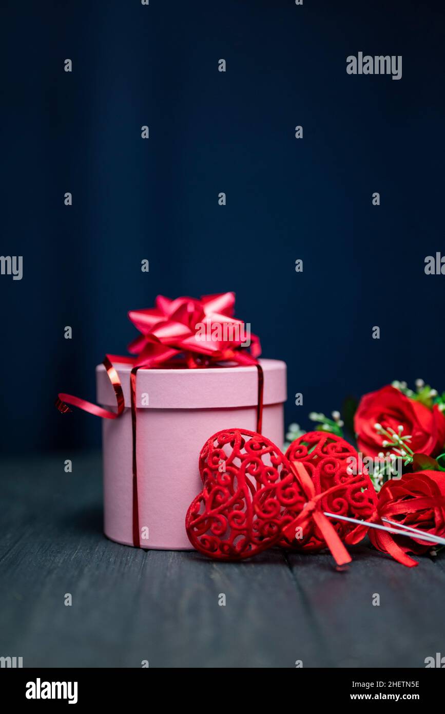 pink surprise gift box with red bow for birthday and happy valentine's ...