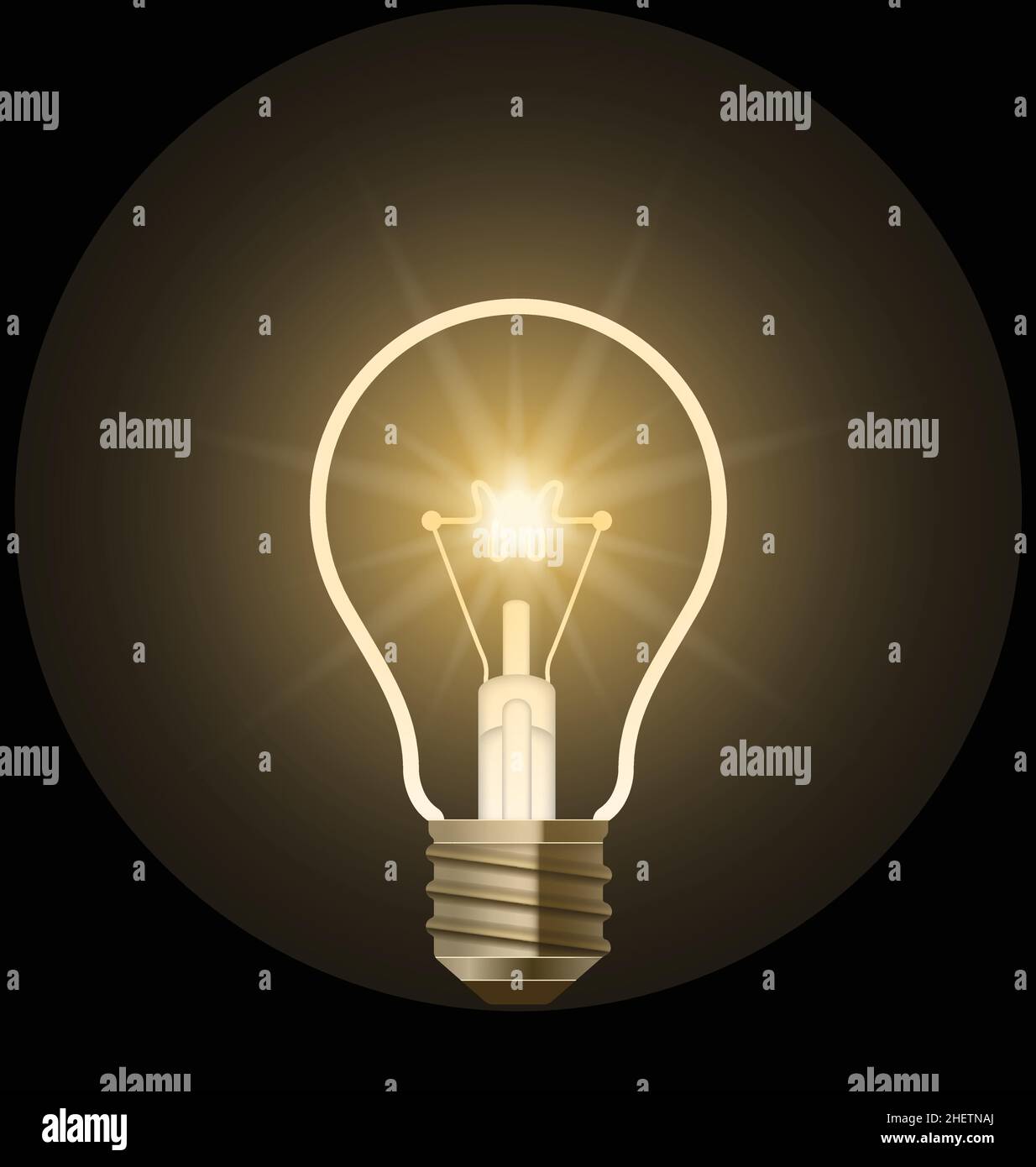 semi realistic light bulb globe shining warm light in the dark vector ...