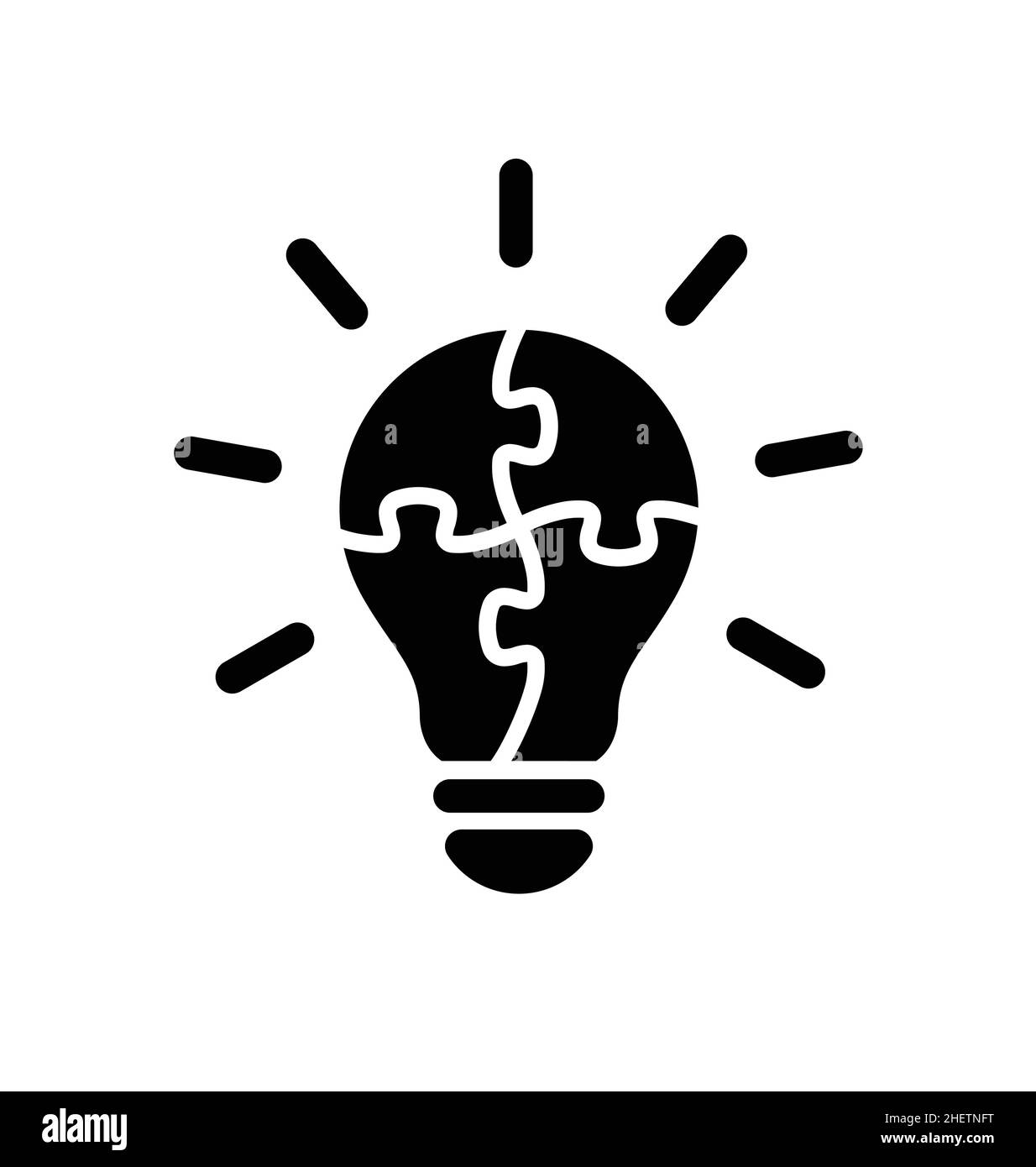 simple light bulb globe with puzzle concept silhouette icon symbol logo ...