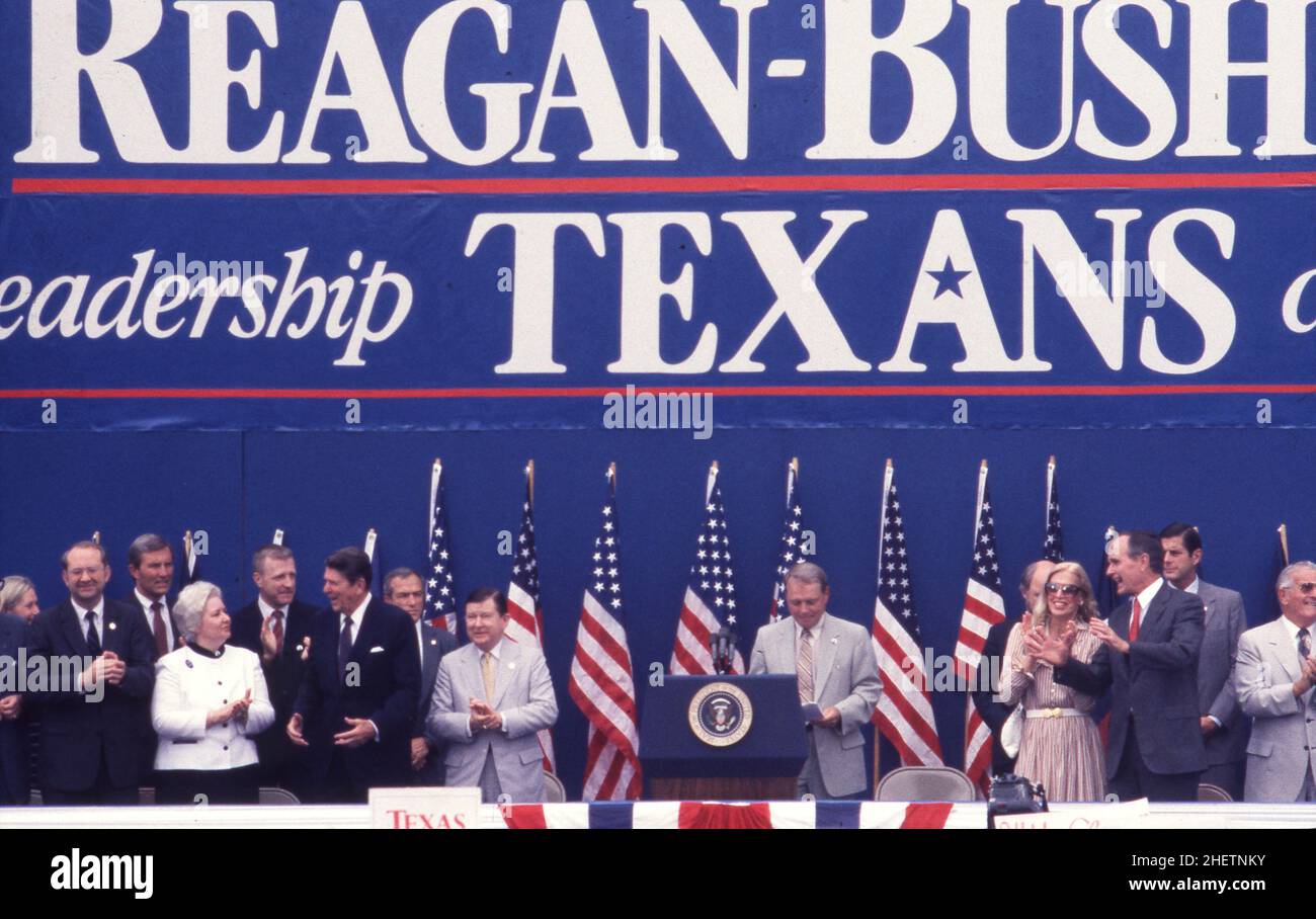 Austin Texas USA,1984: Re-election campaign event in downtown for ...