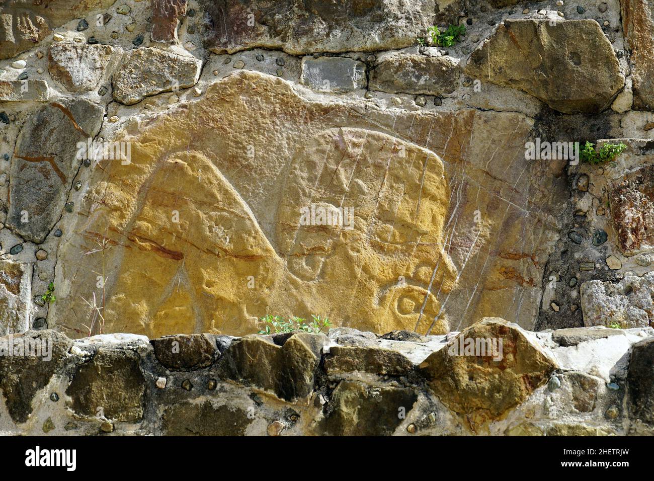 Stone carvings, Monte Albán, zapotec ruins, pre-Columbian ...