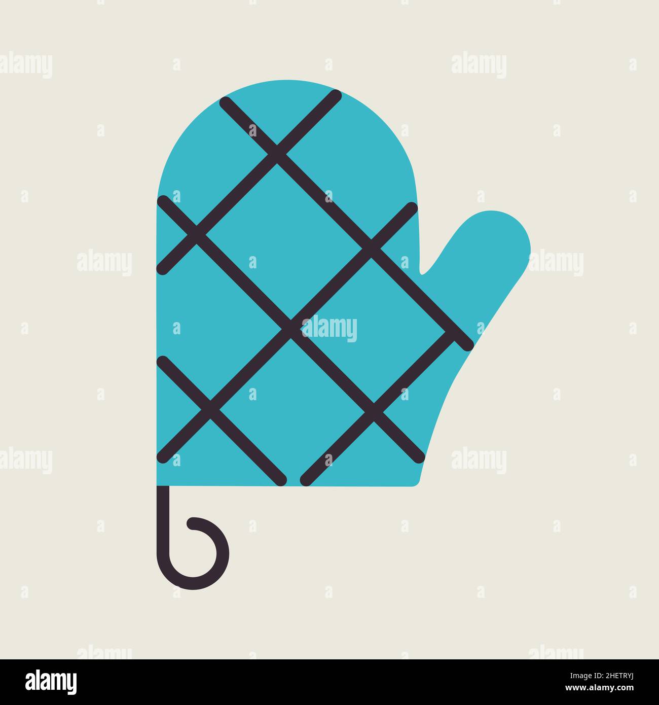 Close up of kitchen protective glove vector color flat icon. Graph ...