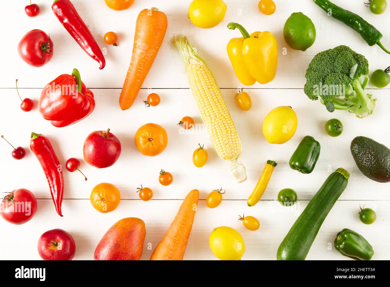 Colorful Fruits And Vegetables Stock Photo - Alamy