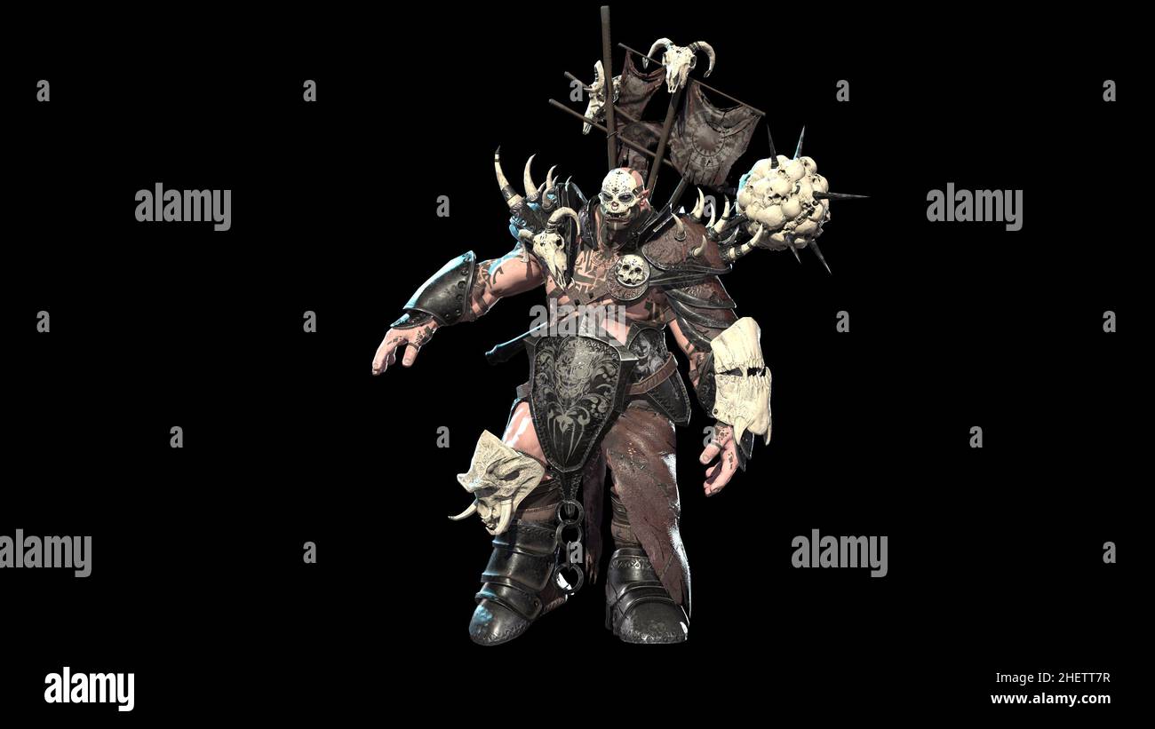 Huge monster orc with a club on the background of chromakey 3d model ...