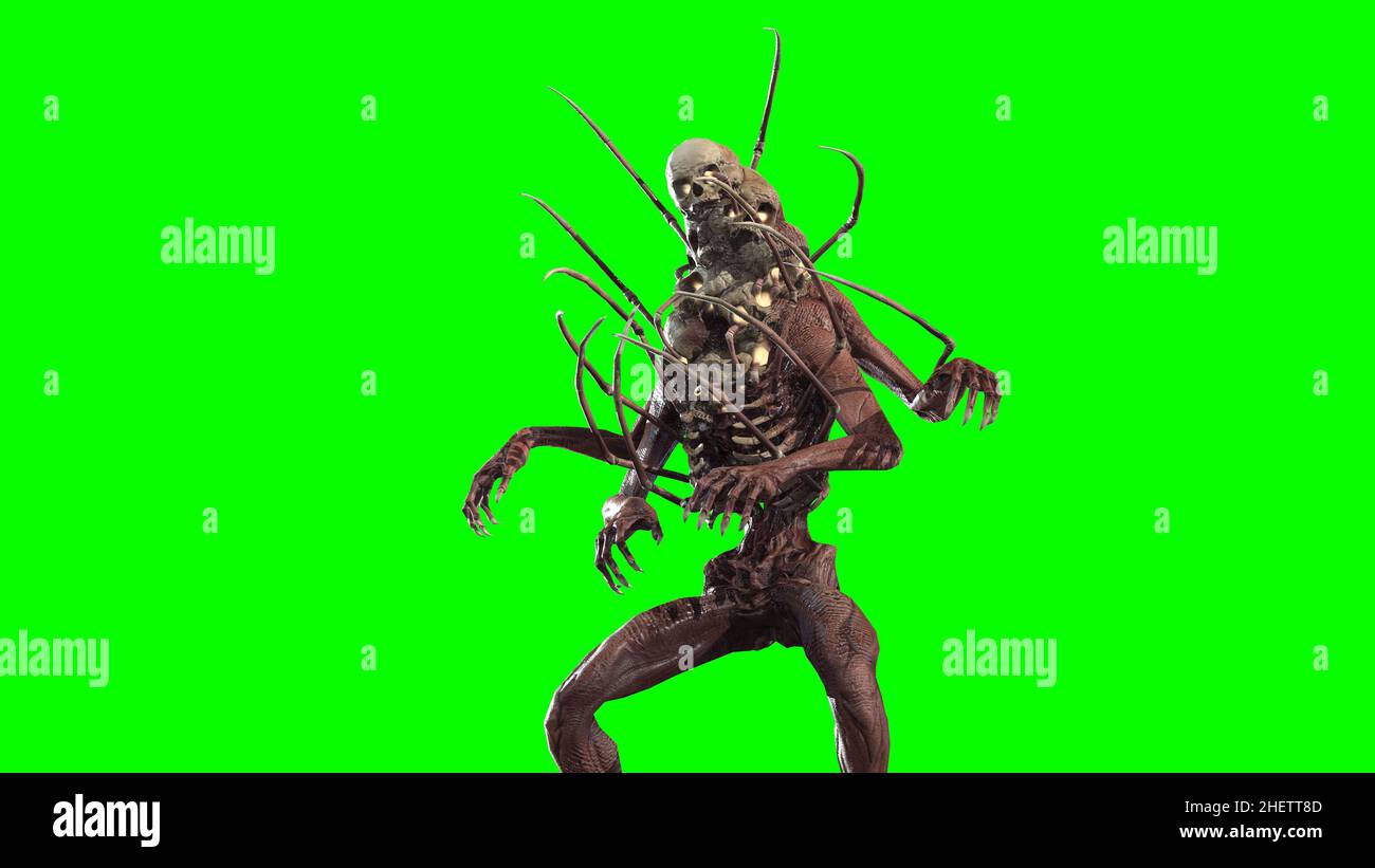 Mythical Demon monster on chromakey background 3d render Stock Photo ...